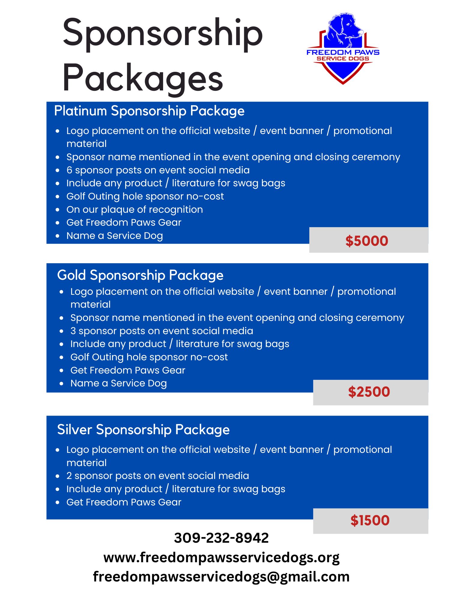 Sponsor/Donate - Freedom Paws Service Dogs